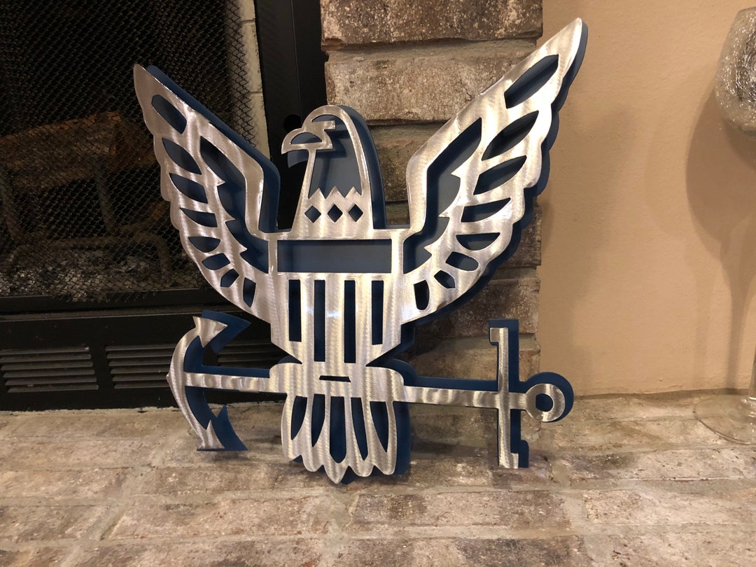 Navy, Navy Logo, Military, Metal Art, Metal Wall Art, Home Decor, Metal ...