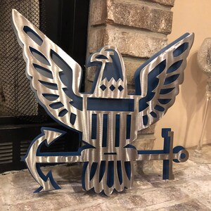 Aluminum Navy Logo, Navy Logo, Military, Metal Art, Metal Wall Art ...