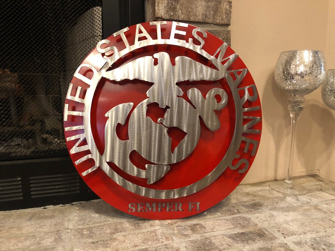 Marine Logo, USMC, Military, Metal Art, Metal Wall Art, Home Decor ...