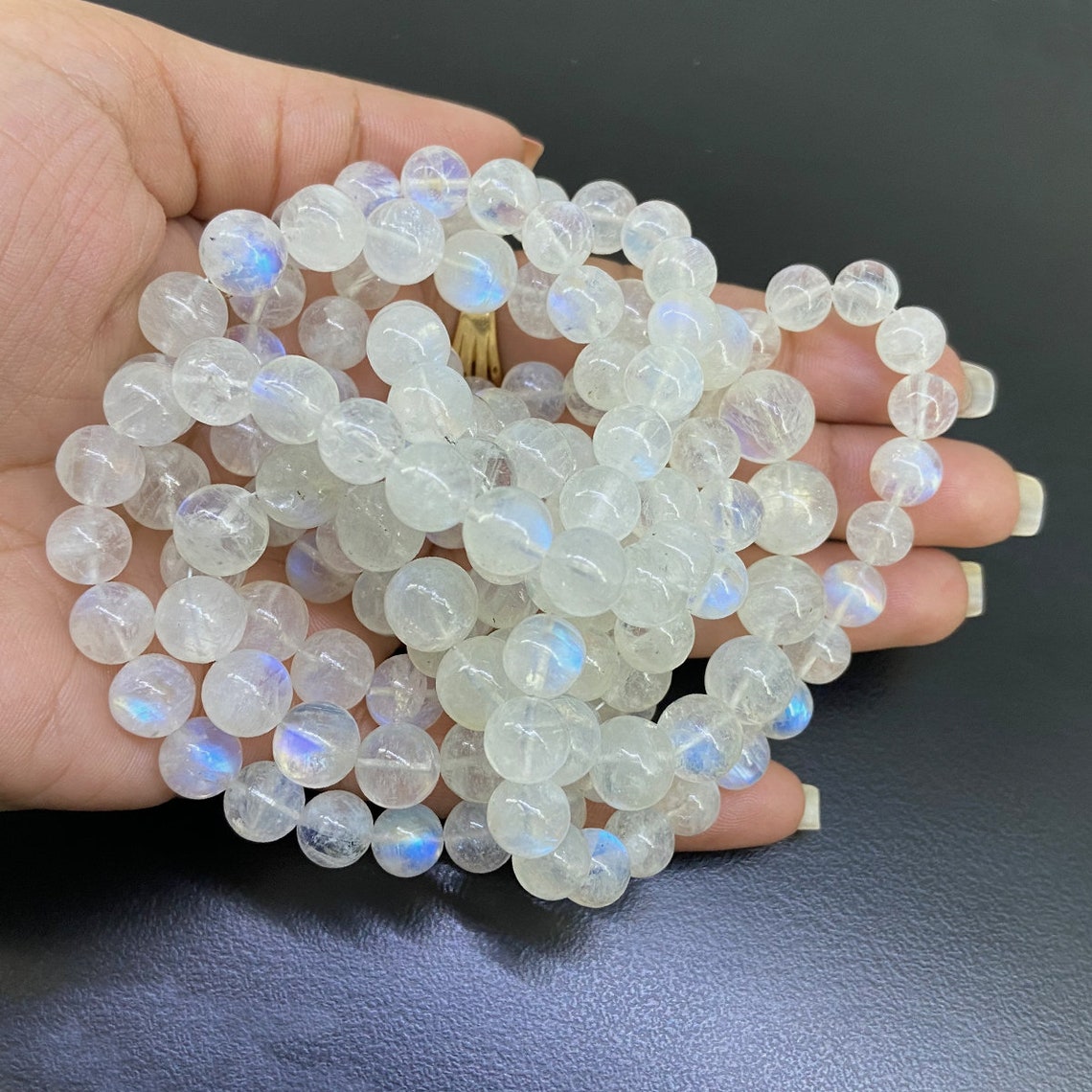 Rainbow Moonstone Smooth Round Shape Beads Natural Moonstone | Etsy