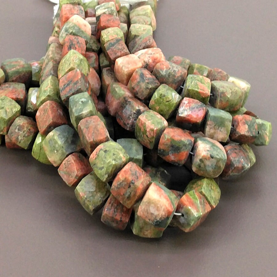 Unakite Faceted Cubes Shape Beads Natural Unakite Gemstone | Etsy