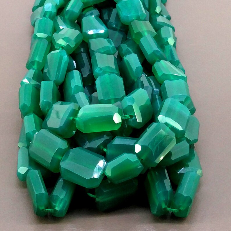 Green Onyx Step Cut Nuggets Shape Beads Natural Green Onyx | Etsy