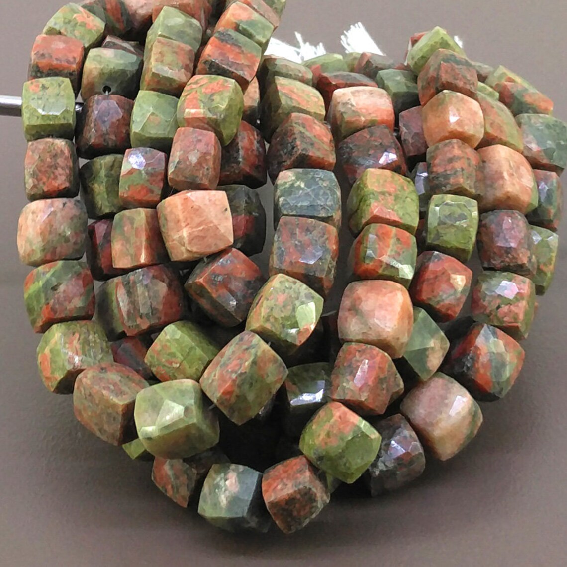 Unakite Faceted Cubes Shape Beads Natural Unakite Gemstone - Etsy