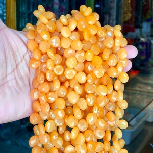 Orange Chalcedony Faceted Heart Shape Beads, Natural Chalcedony ...