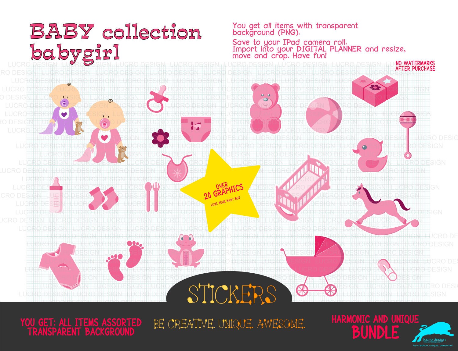 Stickers Baby Collection Babygirl Girl best for Digital | Etsy