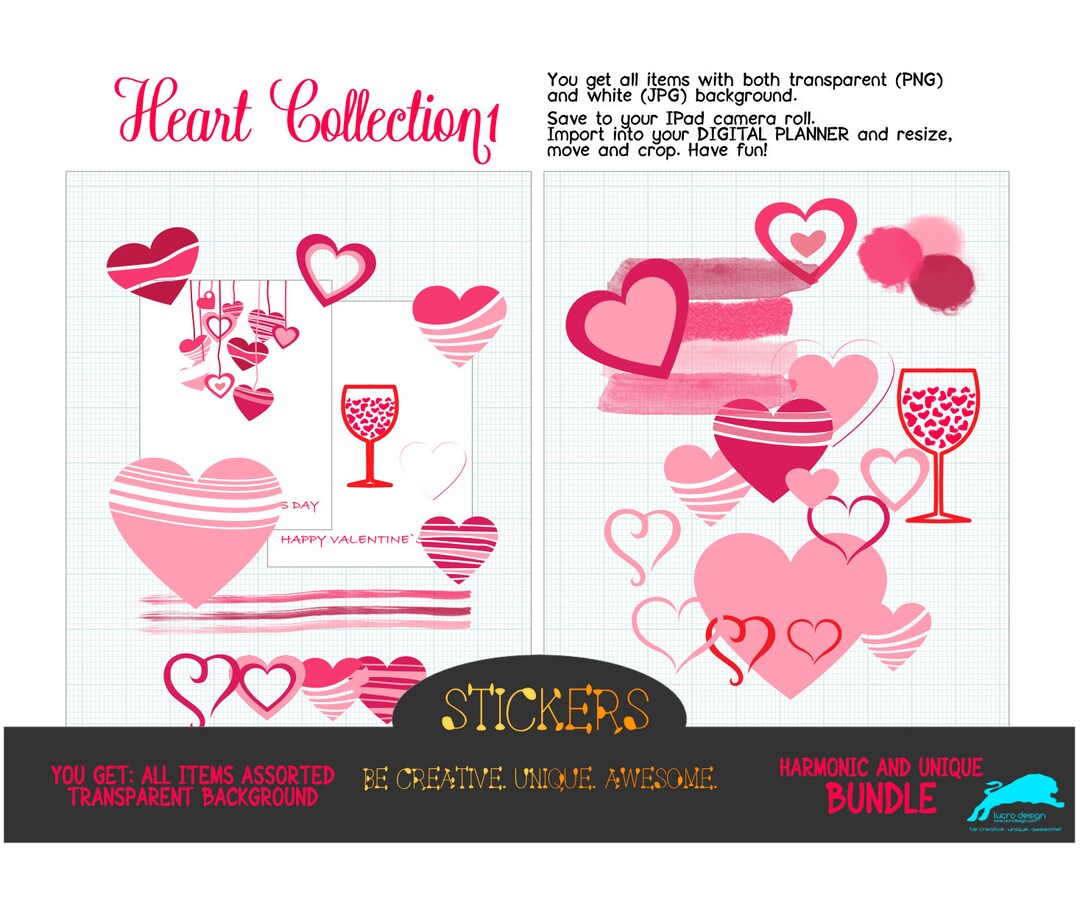Digital Planner Sticker Heart Collection 1 | Digital Planner | Bujo ...