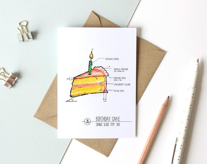 Engineer/ Architect Birthday Card *cake Blueprint* - Etsy