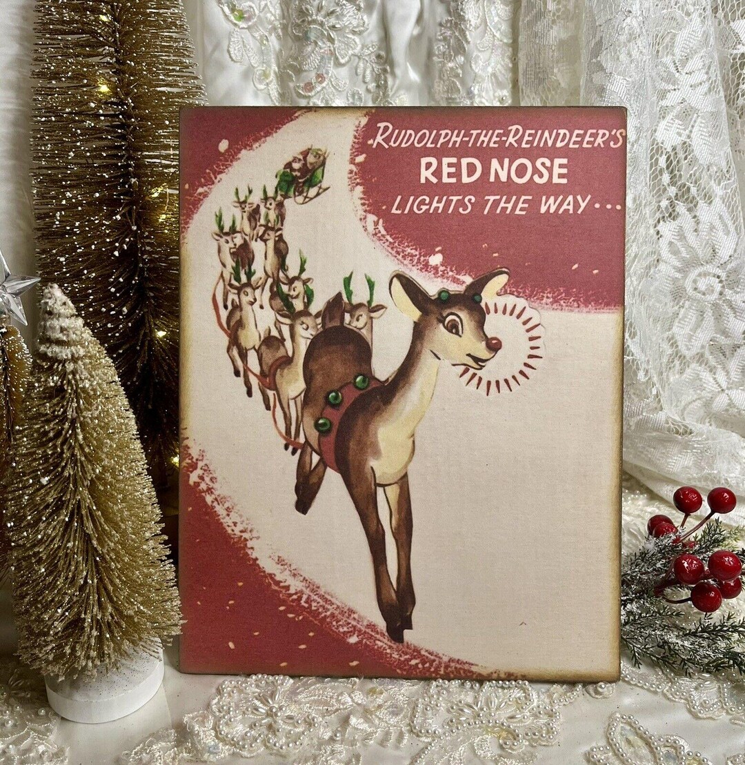 Rudolph Red Nosed Reindeer, Retro Christmas, Handcrafted Plaque / Sign ...