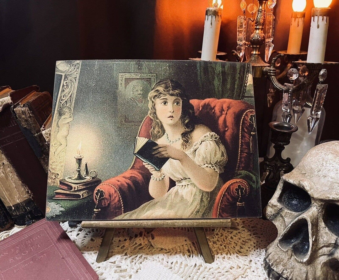 Ghost Stories Victorian Young Lady Spooky Halloween Handcrafted Plaque ...