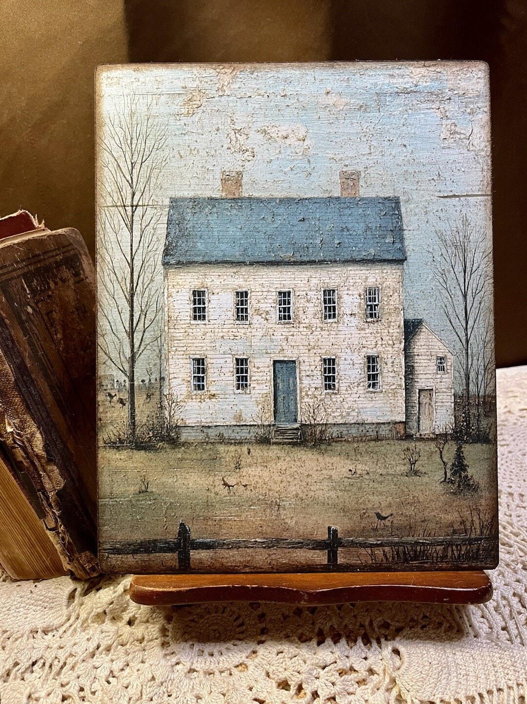 Saltbox House, White, Folk Art, Primitive Handcrafted Plaque / Sign - Etsy