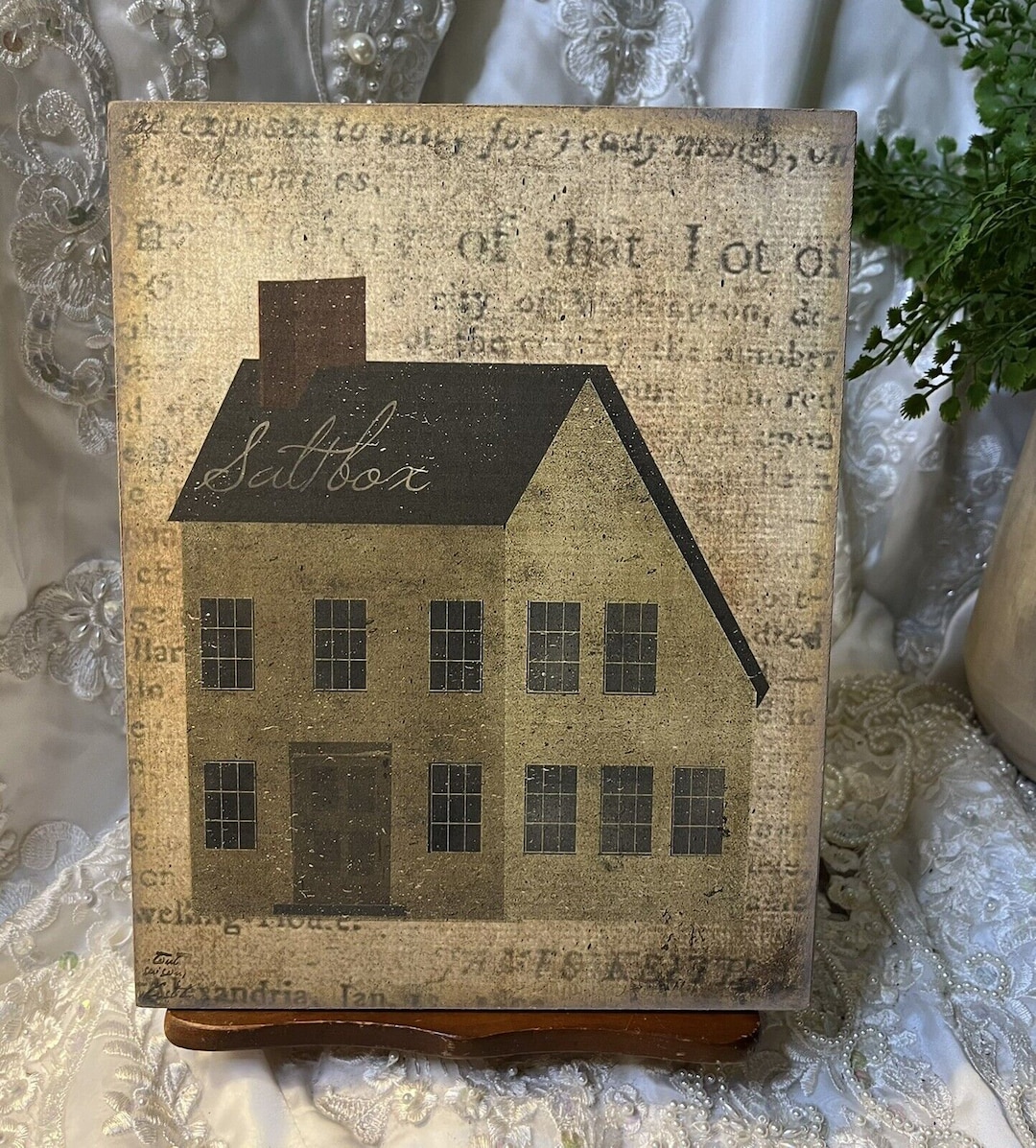 Primitive House, Folk Art, Saltbox House, Handcrafted Plaque / Sign #3 ...