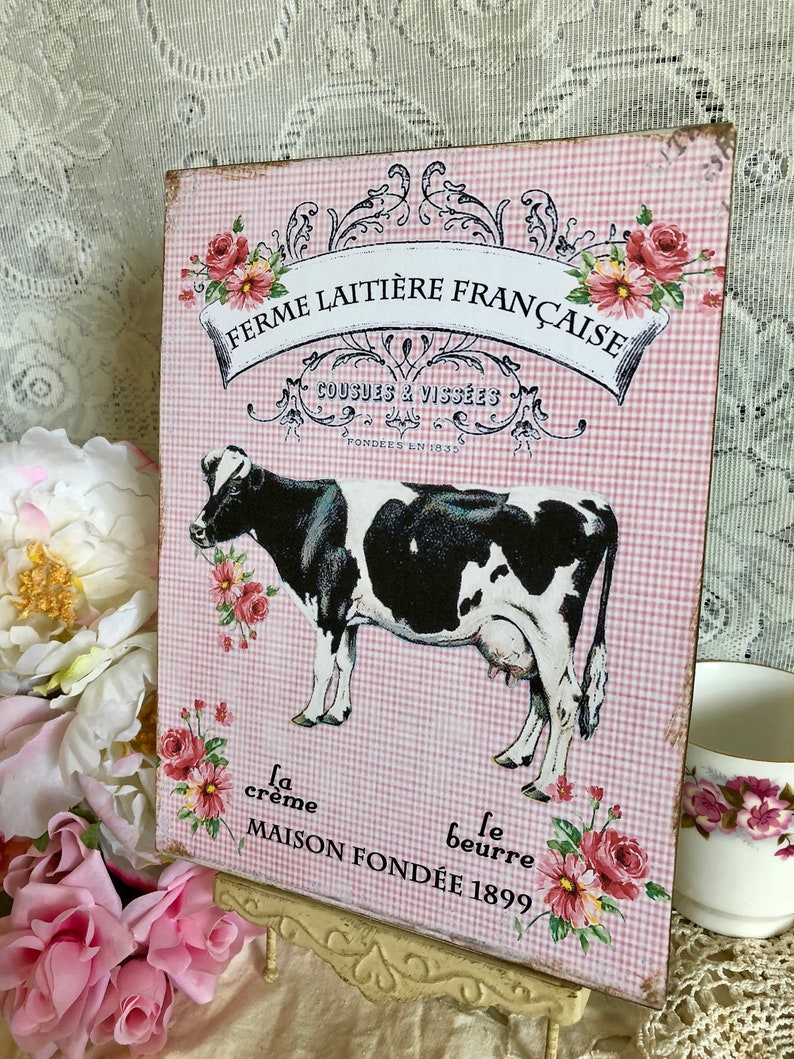 Cow, Shabby Chic, French Country, Farmhouse, Handcrafted Sign / Plaque ...