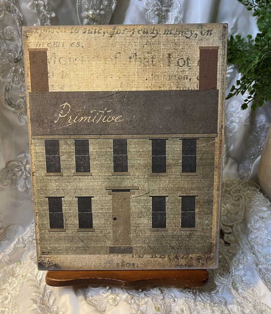 Primitive House, Folk Art, Saltbox House, Handcrafted Plaque / Sign 1 ...