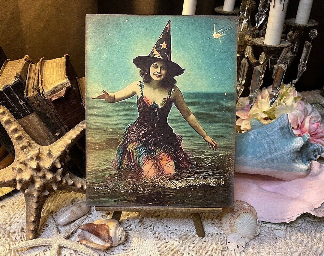 Beach Witch, Whimsy Halloween, Kitschy, Handcrafted Plaque / Sign #10 ...