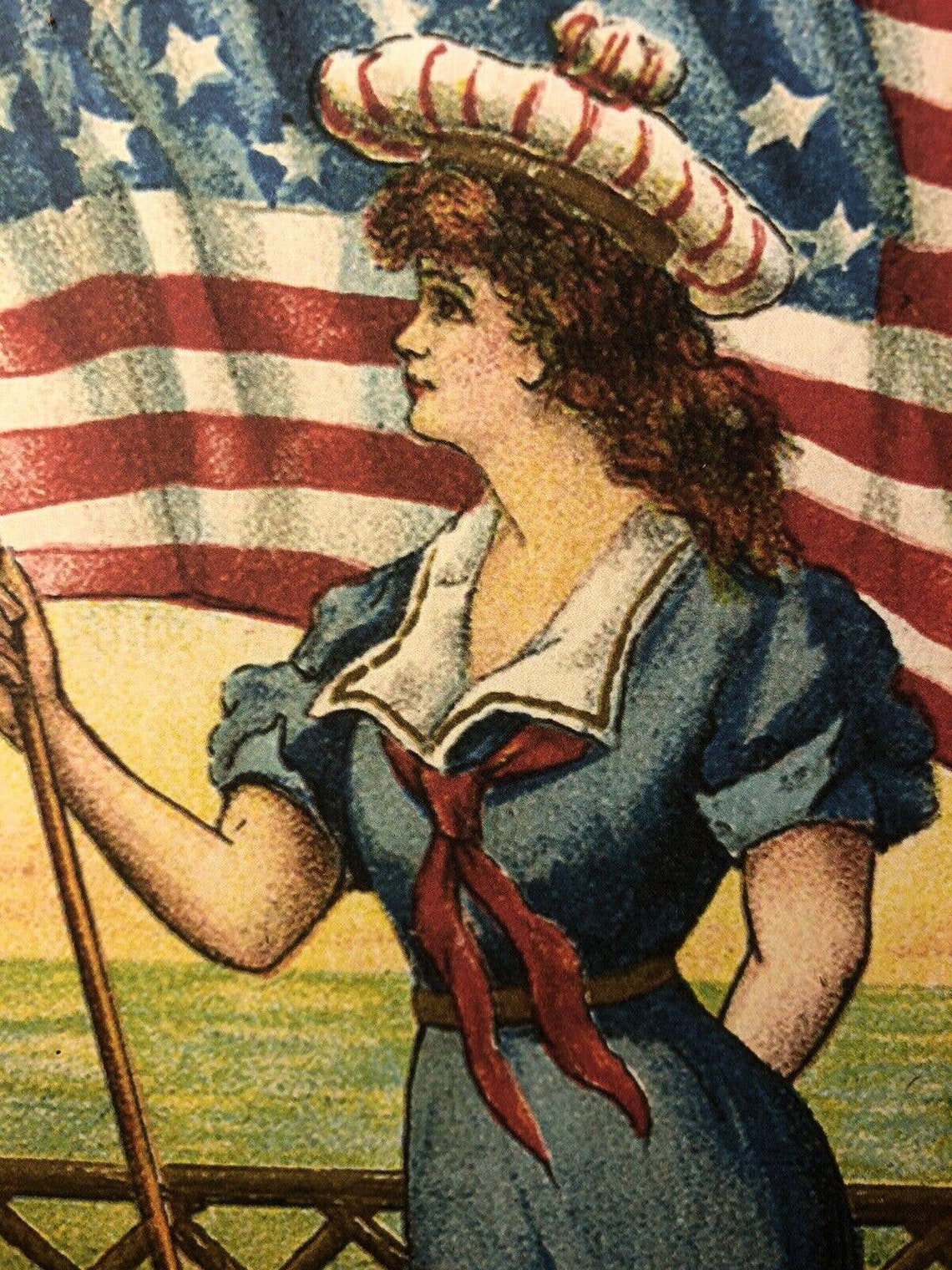 Lady Flag Sea Independence Day Americana Handcrafted Plaque / - Etsy