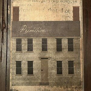 Primitive House, Folk Art, Saltbox House, Handcrafted Plaque / Sign 1 ...