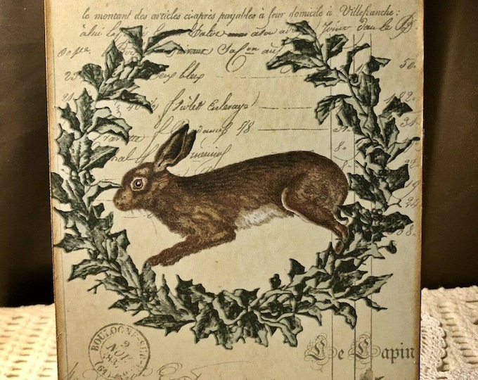 Brown Rabbit, Vintage Style French Country HANDCRAFTED Plaque / Sign - Etsy