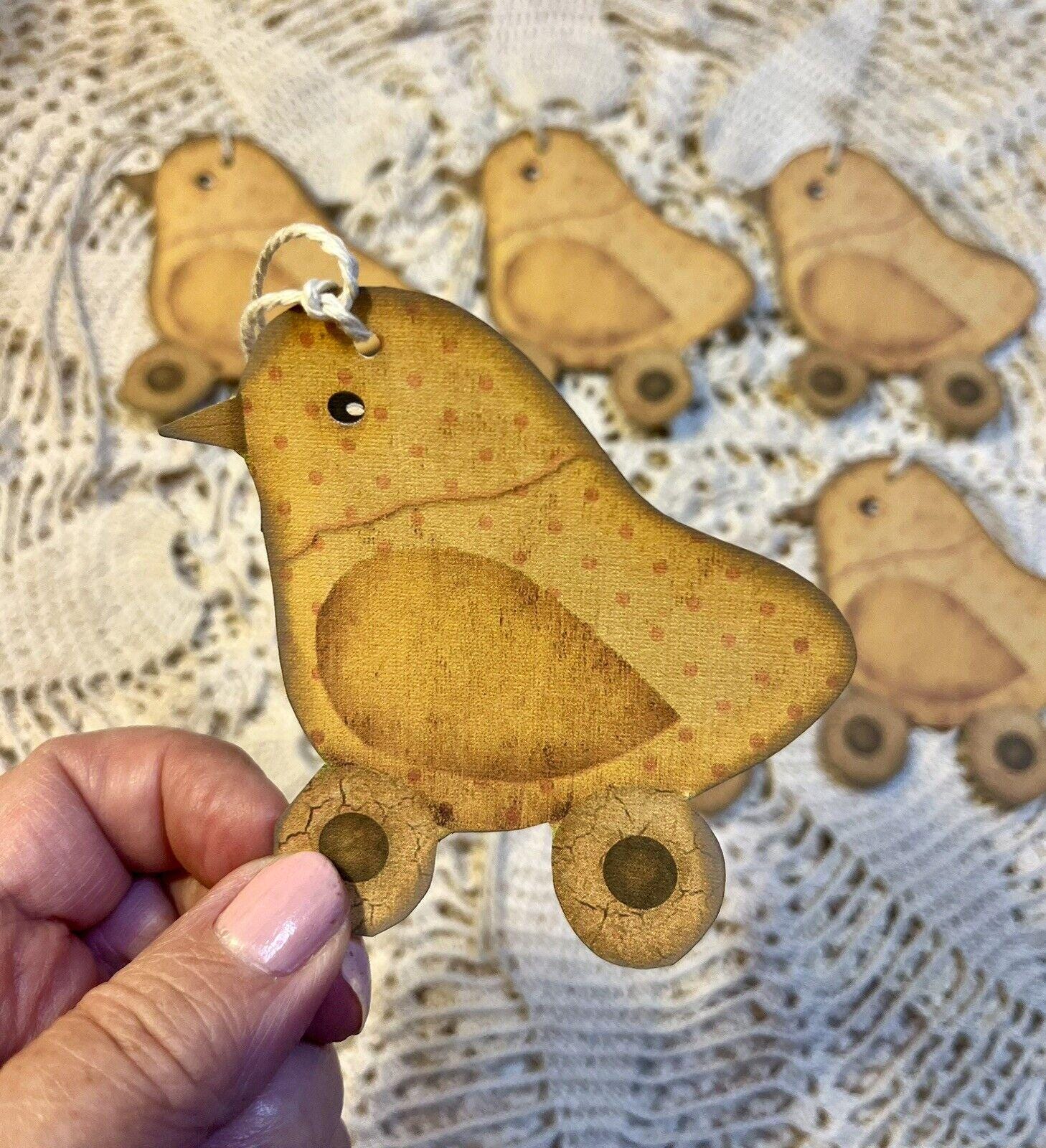 Primitive Chicks, Linen Cardstock Hang Tags, Set of Six 6 - Etsy
