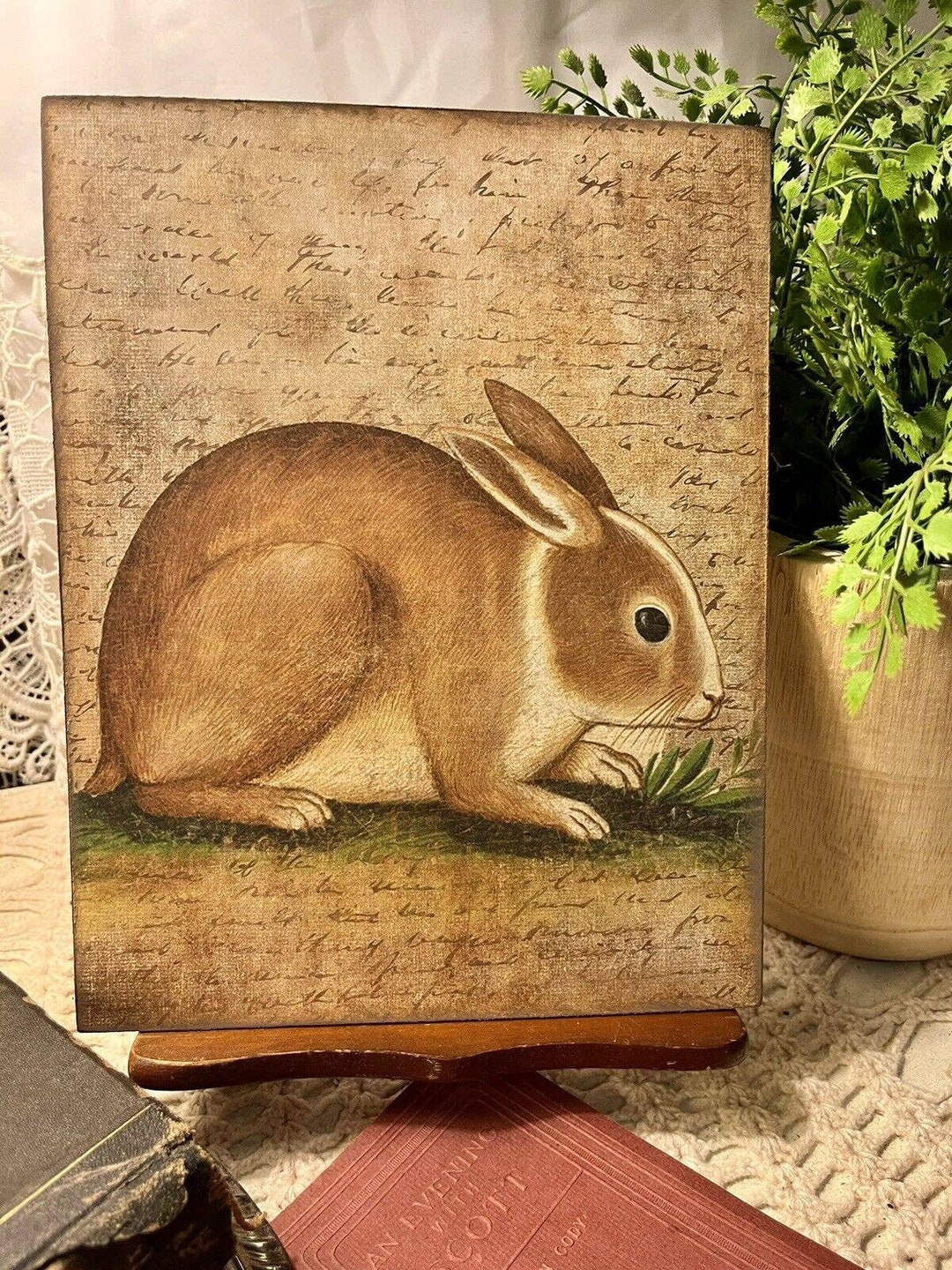 Folk Art Rabbit, Primitive Handcrafted PLAQUE / SIGN # 3 - Etsy
