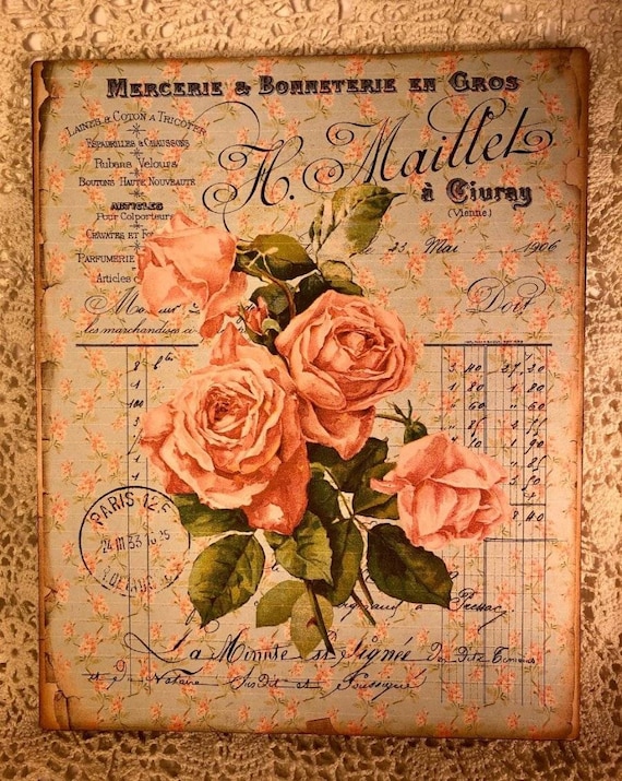 Shabby Chic Pink Roses Paris Invoice Vintage Style - Etsy