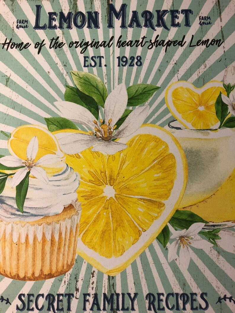 Lemon Market, Heart Shaped Lemon, Wall Art, Handcrafted Plaque / Sign ...