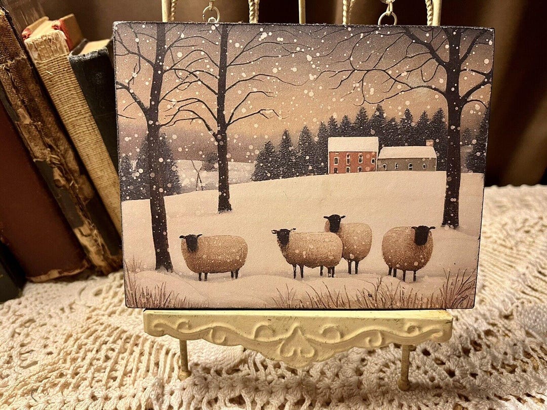 Winter Sheep, Folk Art, Primitive, MINI Handcrafted Plaque - Etsy