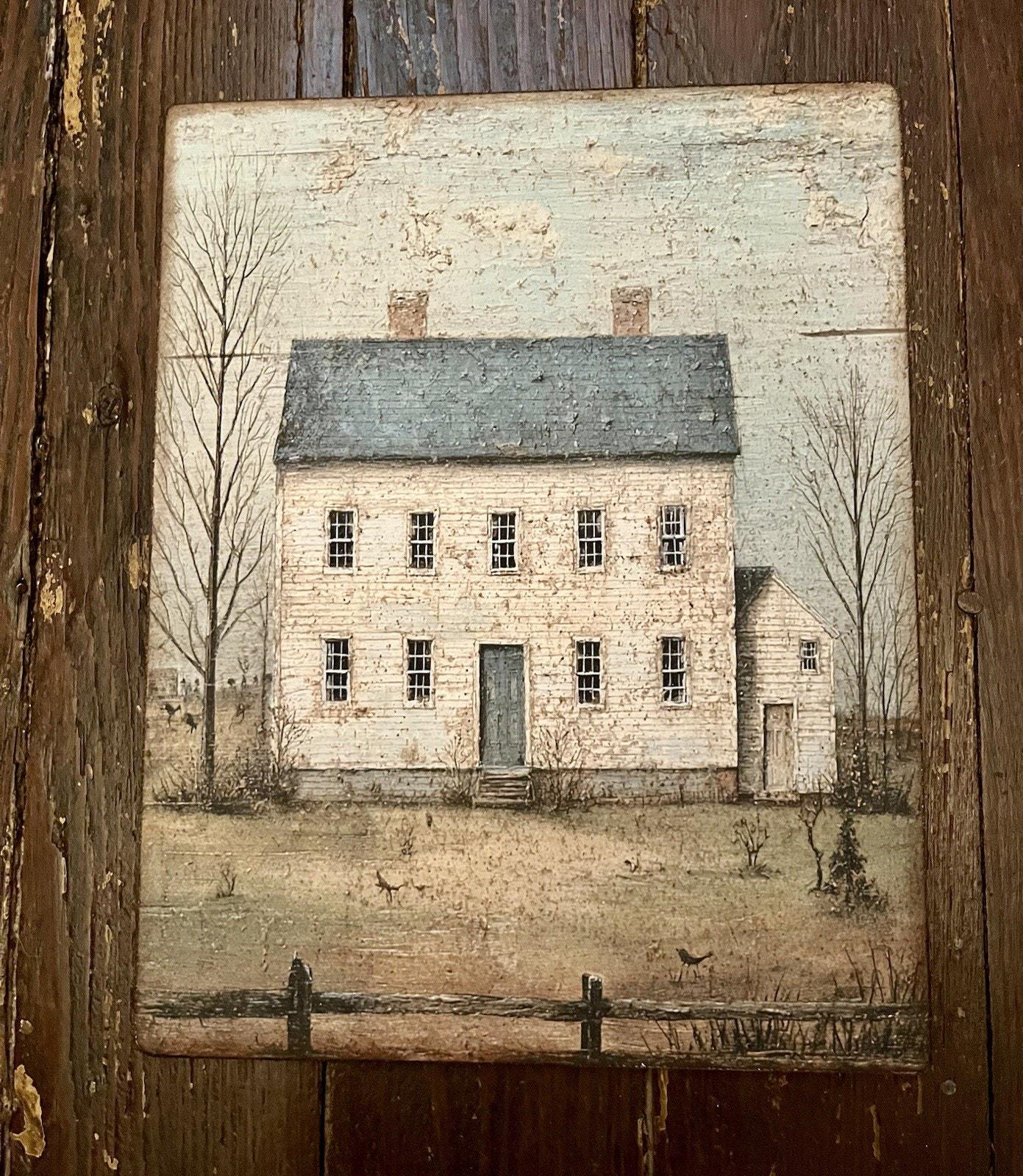 Saltbox House, White, Folk Art, Primitive Handcrafted Plaque / Sign - Etsy