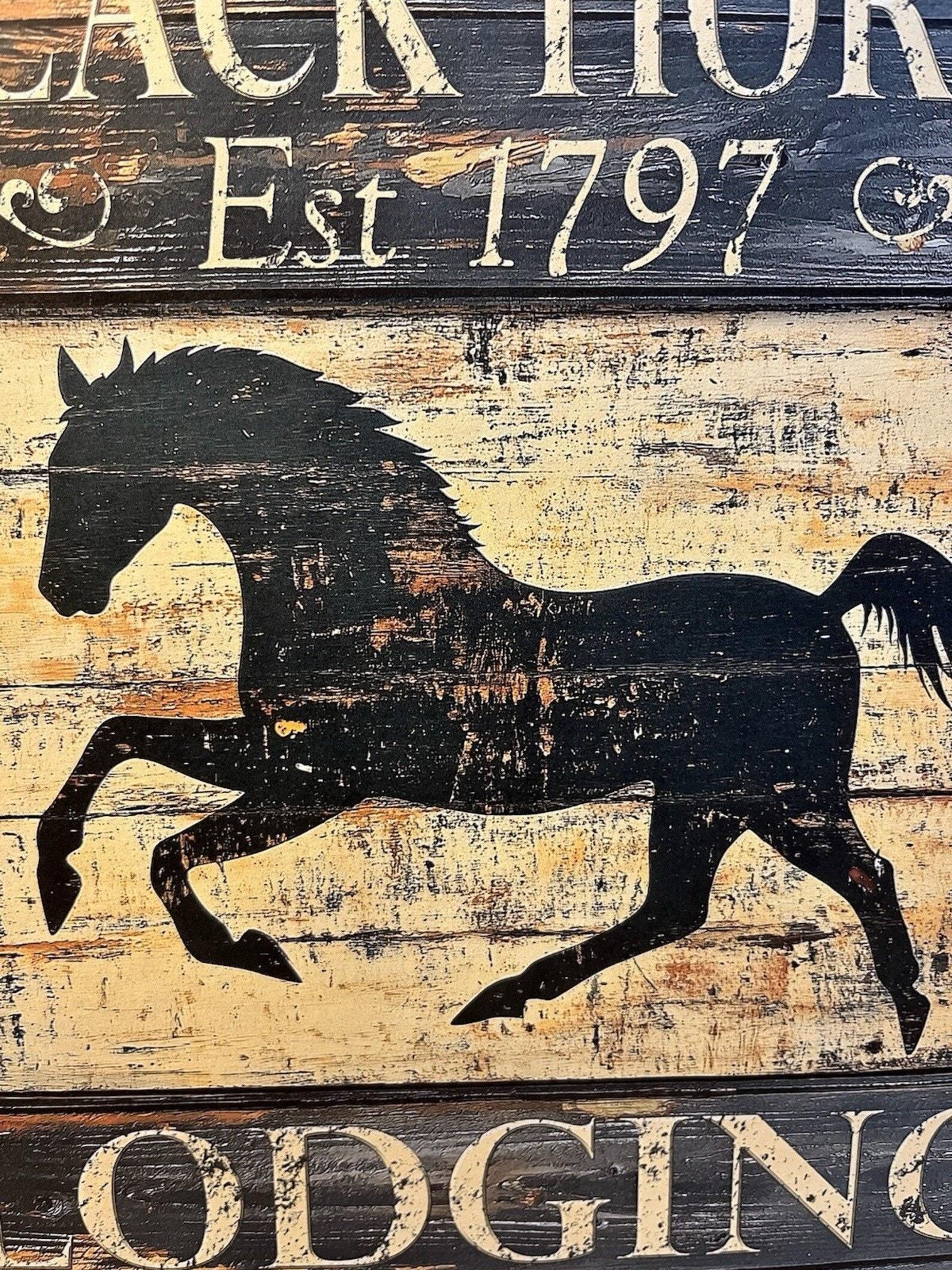 Black Horse, Lodging, Rustic Primitive Handcrafted Tavern Plaque / Sign ...