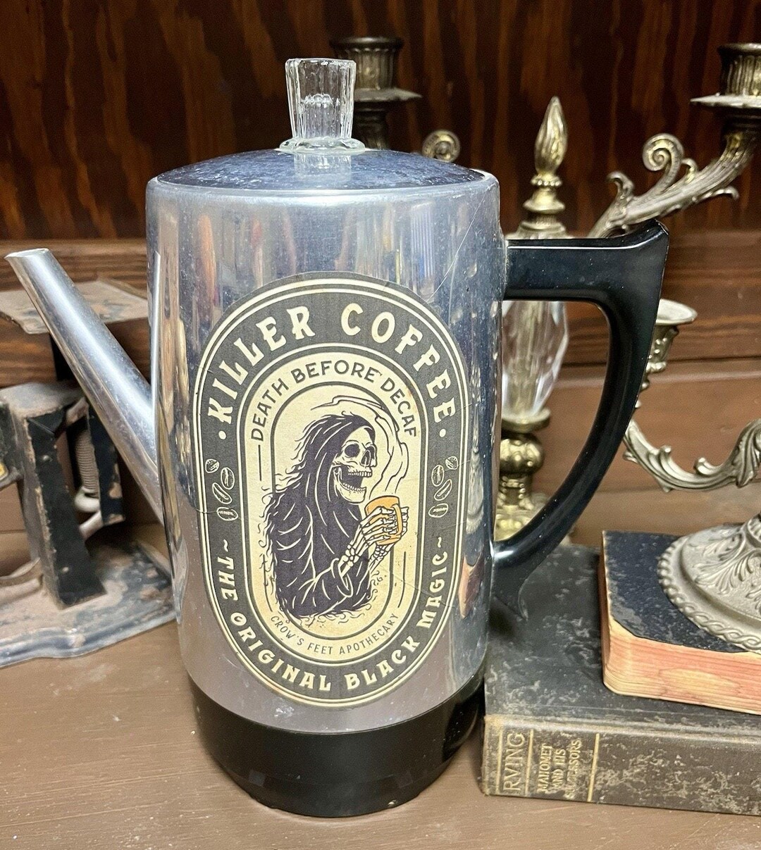 Vintage Automatic Coffee Percolator Pot, Killer Coffee, OOAK, Spooky ...