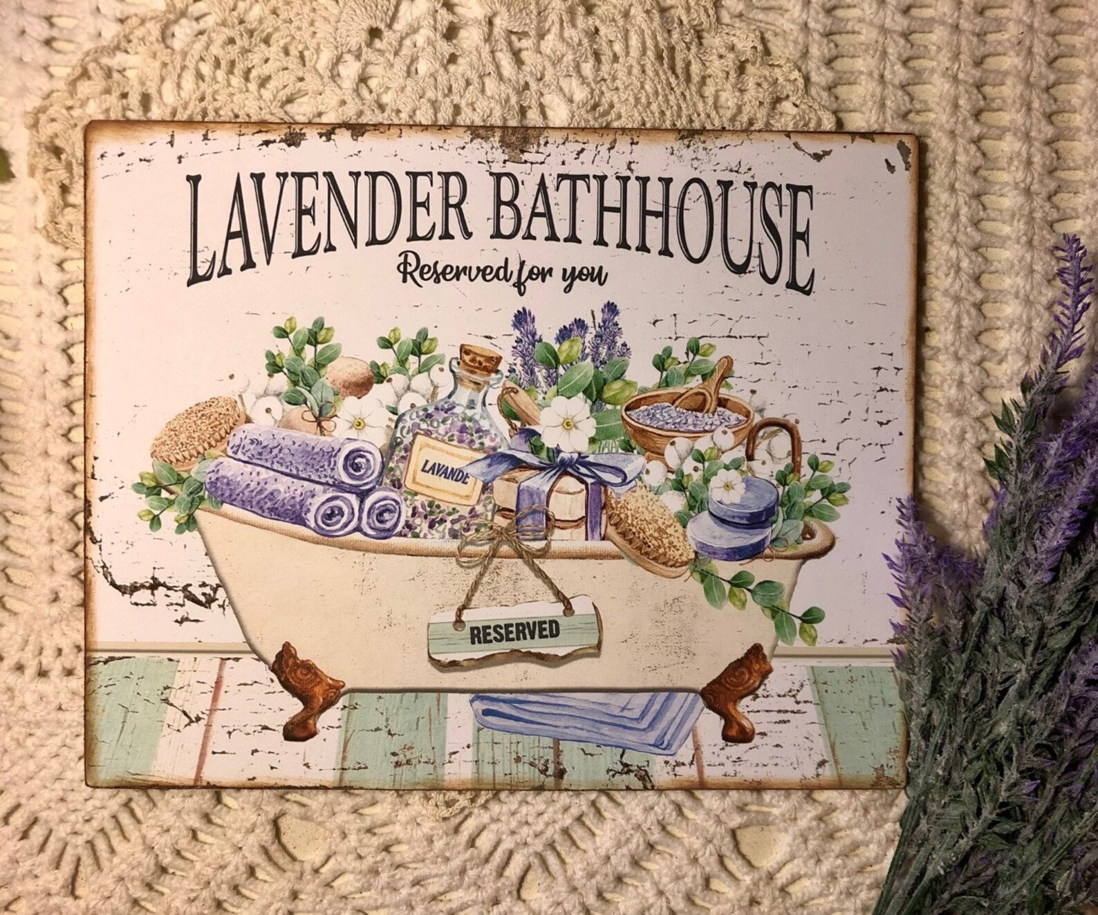 Lavender Bath Modern Farmhouse HANDCRAFTED Plaque / Sign | Etsy