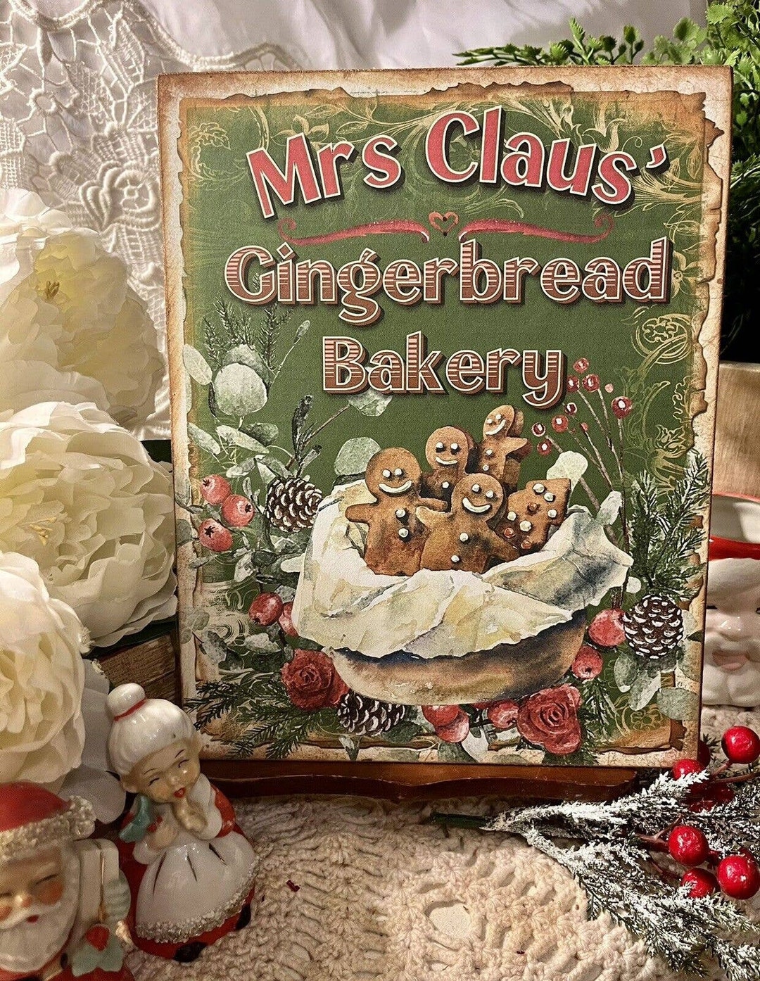 Mrs Claus' Gingerbread Bakery, Christmas Cookies, Handcrafted Plaque ...