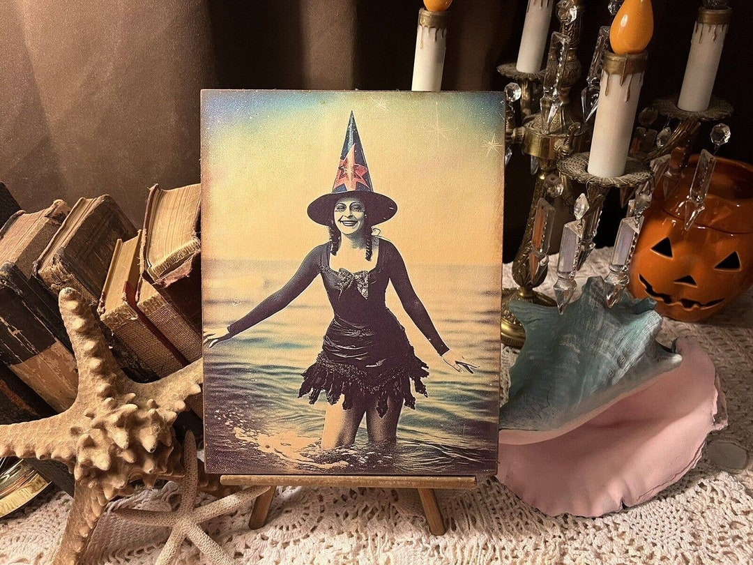 Beach Witch, Whimsy Halloween, Kitschy, Handcrafted Plaque / Sign #5 - Etsy