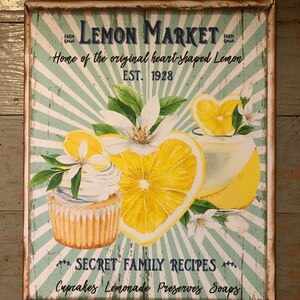 Lemon Market, Heart Shaped Lemon, Wall Art, Handcrafted Plaque / Sign ...