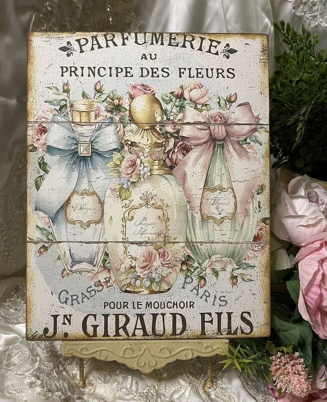 French Perfume, Parfumerie, Romantic Cottage Style Handcrafted Plaque ...