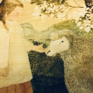 Primitive Folk Art Girl With Sheep PLAQUE / SIGN - Etsy