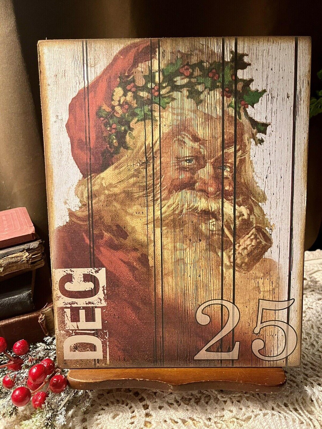 Rustic Santa, Old Fashioned Country Christmas, Handcrafted Plaque ...