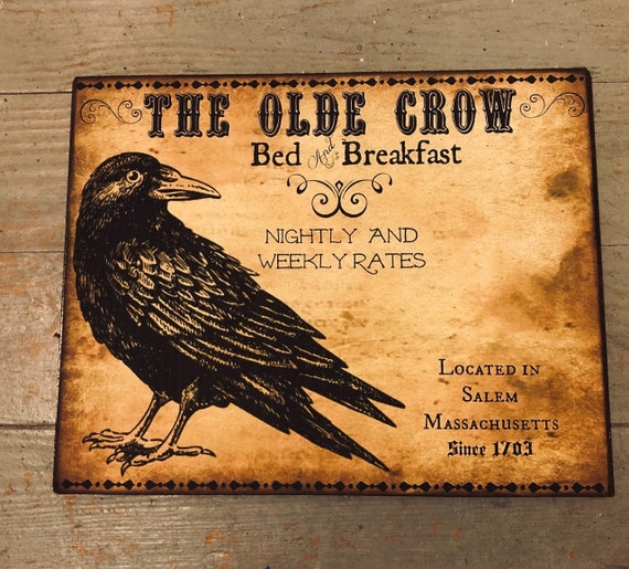 The Olde Crow Bed & Breakfast Primitive Halloween Sign / - Etsy