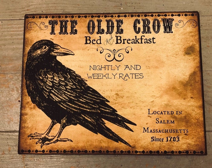 The Olde Crow Bed & Breakfast Primitive Halloween Sign / - Etsy