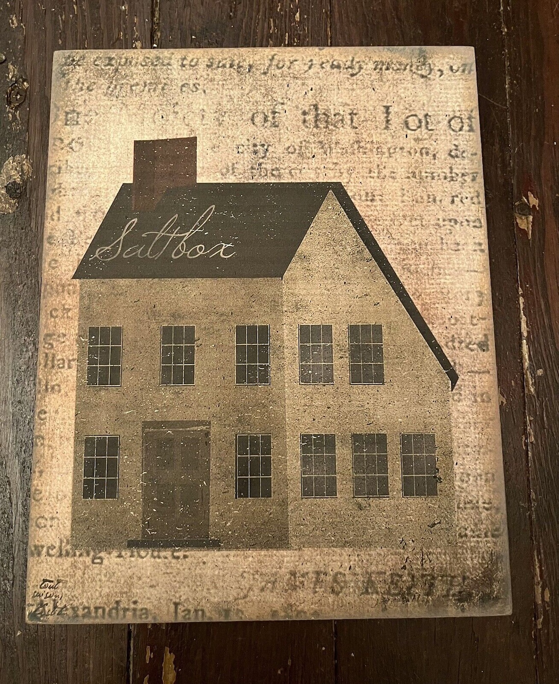 Primitive House, Folk Art, Saltbox House, Handcrafted Plaque / Sign #3 ...
