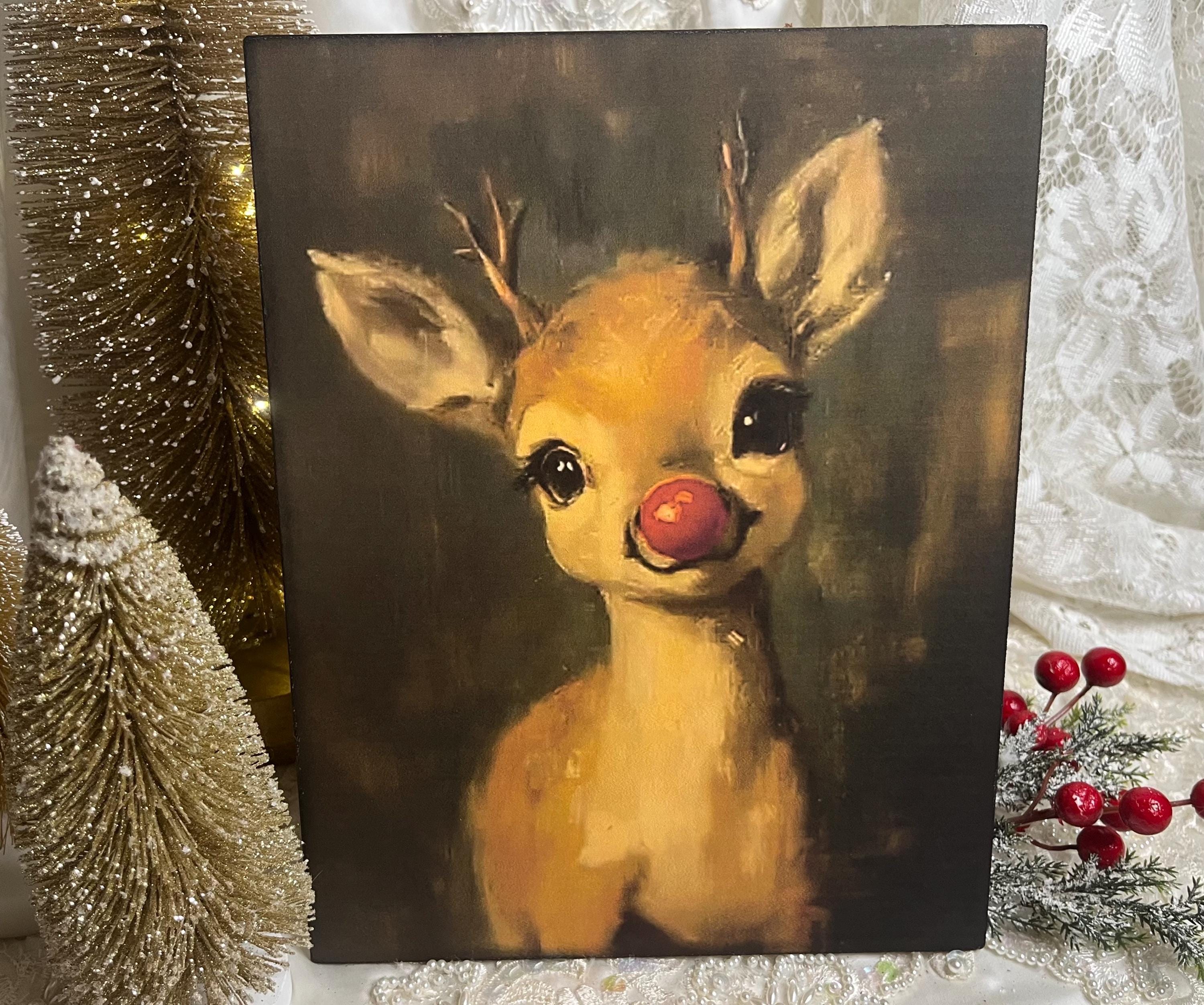 Baby Reindeer, Red Nosed Reindeer, Cute Christmas, Handcrafted Plaque ...
