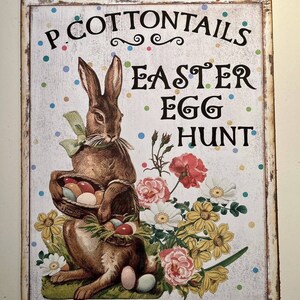 Bunny Rabbit, Easter Egg Hunt, P. Cottontail, Handcrafted Plaque / Sign ...