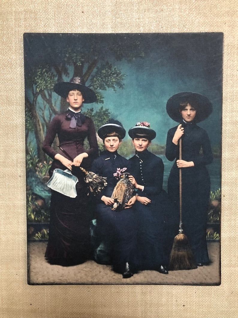 4 Victorian Witches Colorized Vintage Style Halloween Decor - Etsy