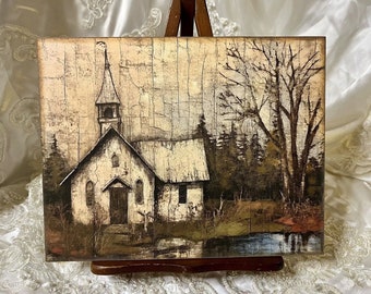 Church Chapel, Primitive Folk Art, Handcrafted Plaque / Sign #2 - Etsy