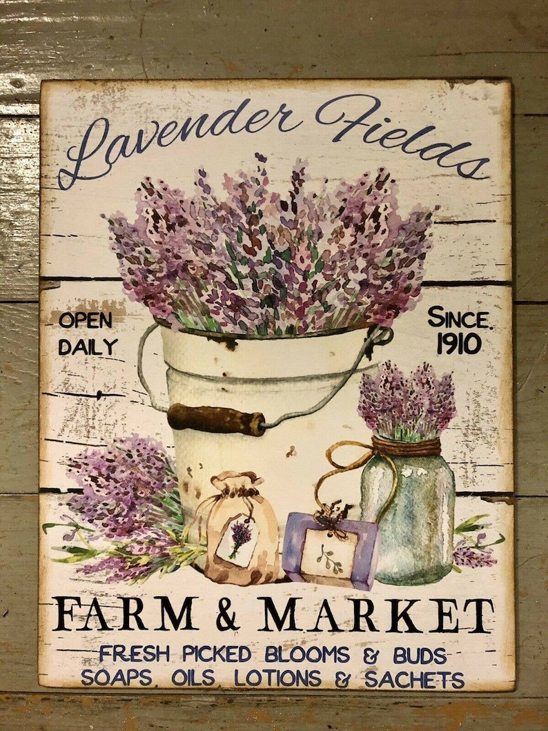 Lavender Fields Farm & Market, Lavender Bucket, Handcrafted Plaque ...