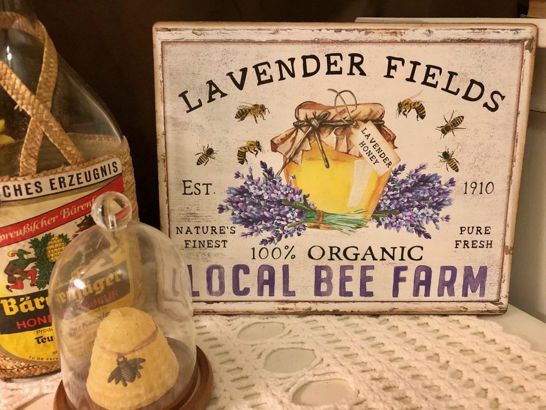 LAVENDER FIELDS, Local Bee Farm, Handcrafted Plaque / Sign 8x10 - Etsy