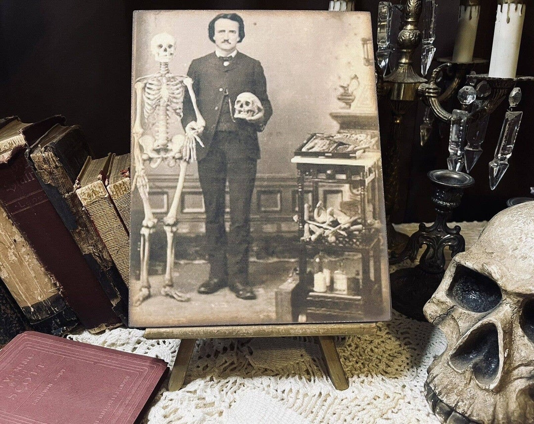Edgar Allan Poe With Skeletons Handcrafted Plaque Sign - Etsy