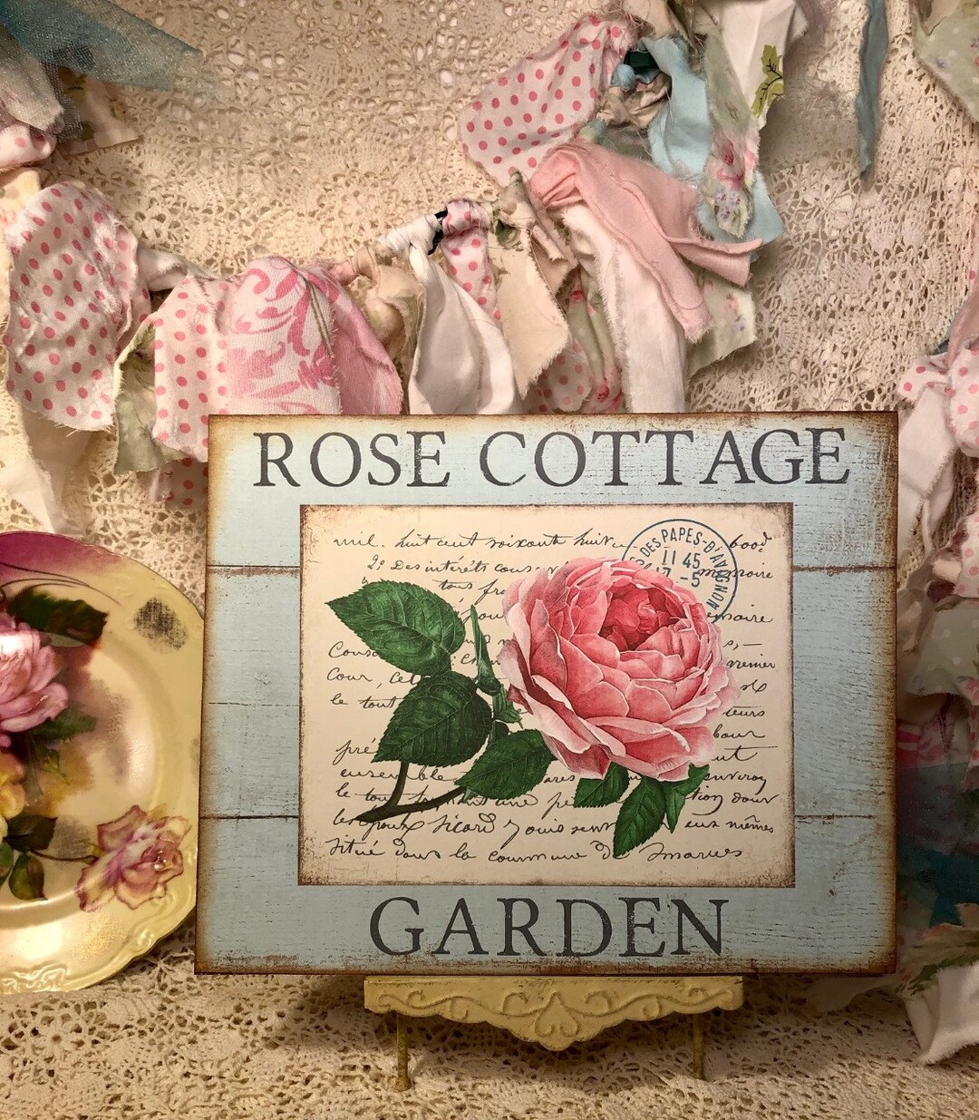 Rose Cottage Garden, Shabby Chic Sign / Plaque - Etsy