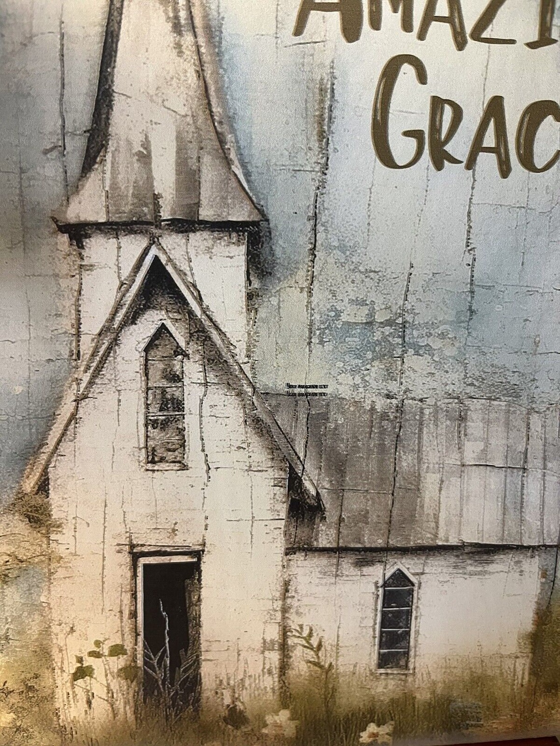 Church Chapel, Primitive Folk Art, AMAZING GRACE Handcrafted Plaque ...