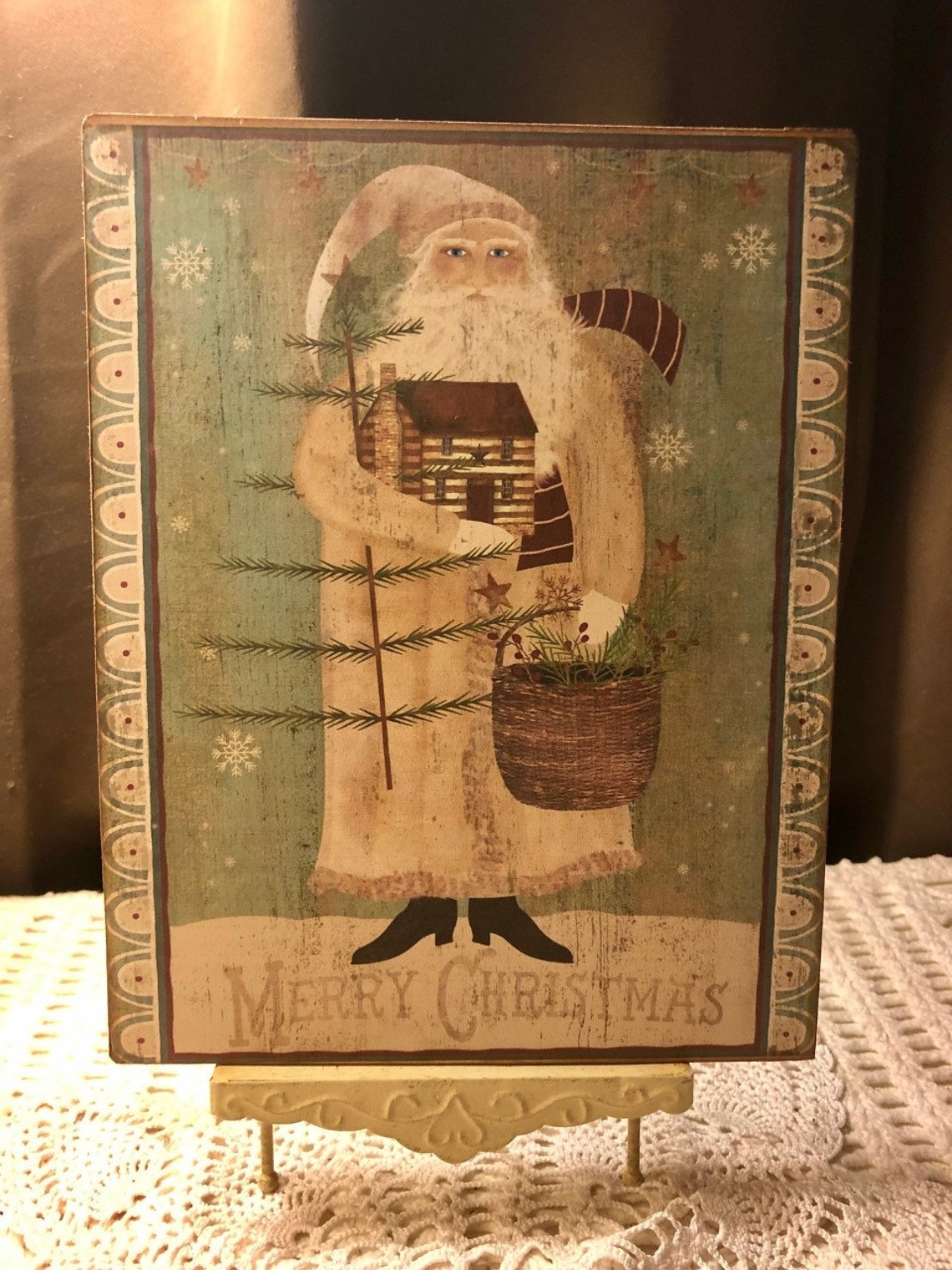 Handmade Folk Art Primitive Christmas Santa Claus Plaque / - Etsy