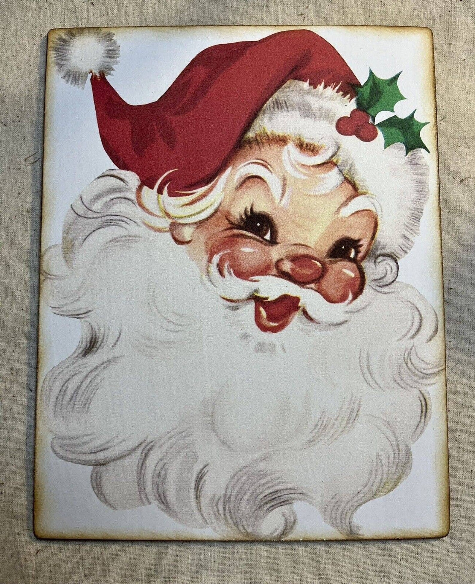Jolly Retro Santa Vintage Style CHRISTMAS Handcrafted Plaque / Sign #1 ...